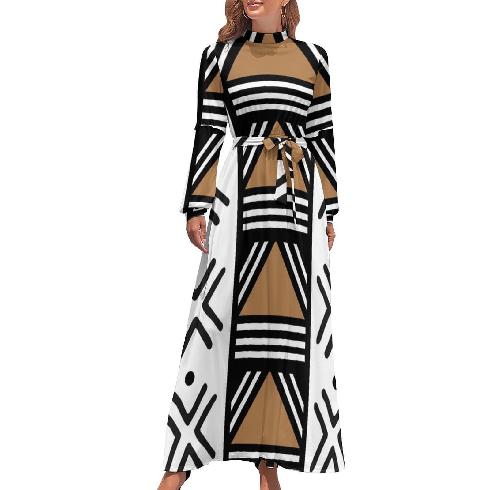 African Tribal Bogolan Pattern Long Dress women party dresses Female clothing - Walmart.com