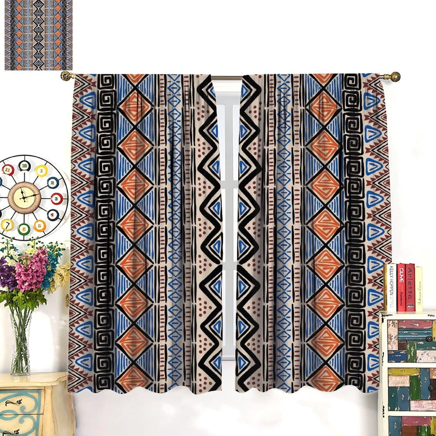 African Tribal Curtains, African Elements Ethnic Style Clay Cloth ...