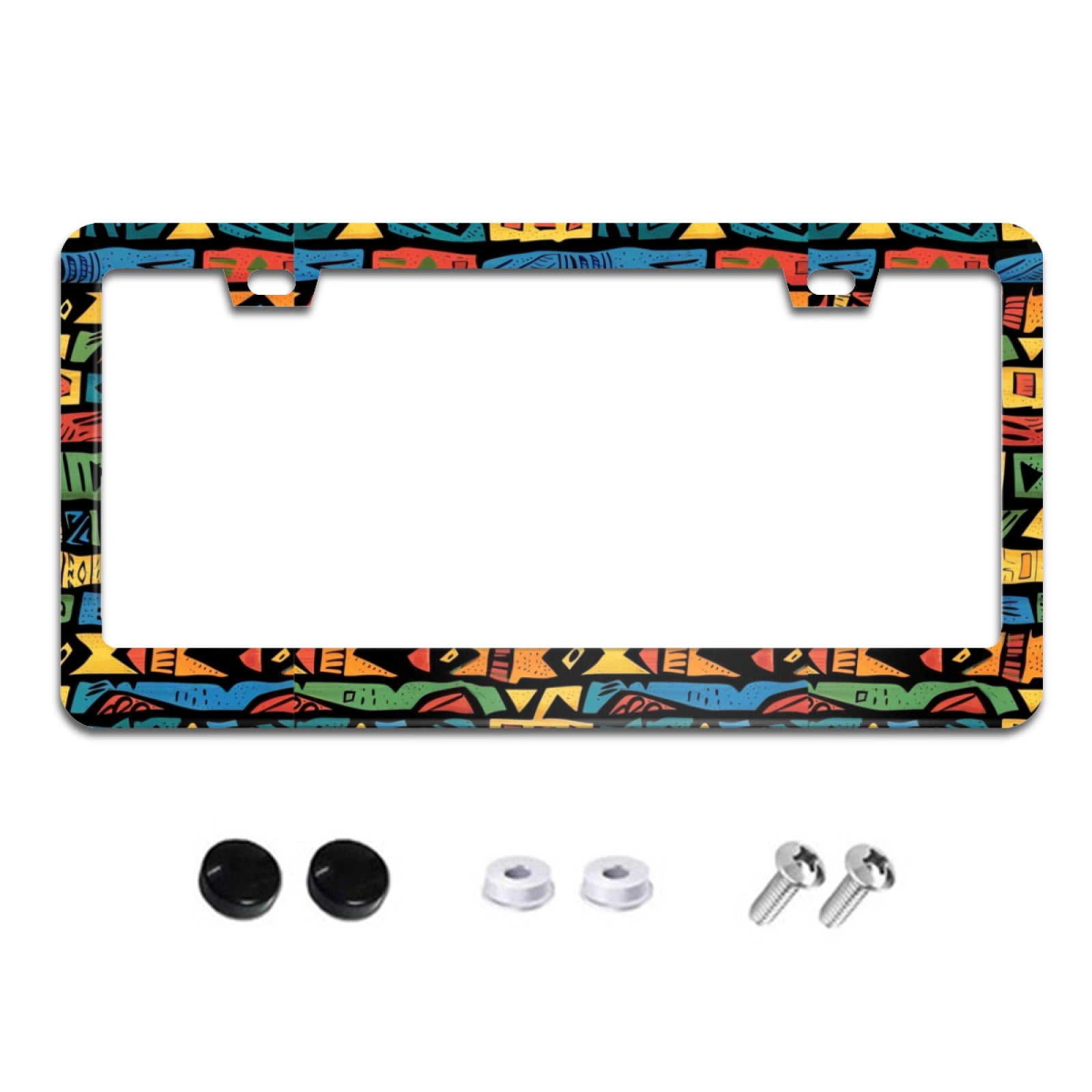African Tribal Design License Plate Frames for Women Men Car Plate ...