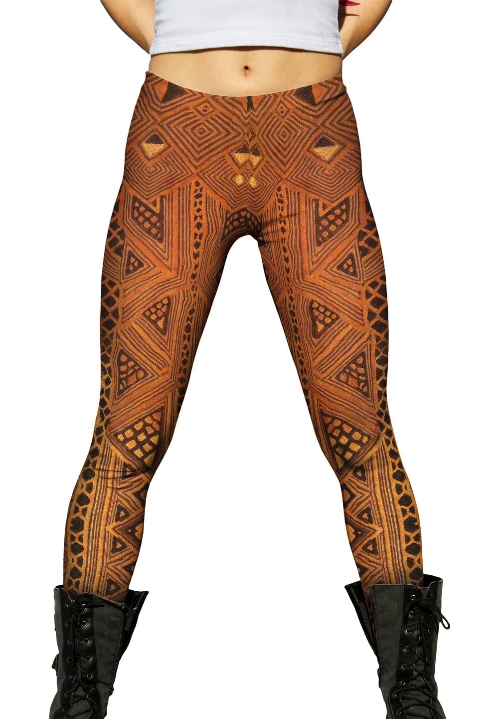 African Tribal Kuba Cloth Triangles Leggings - Walmart.com