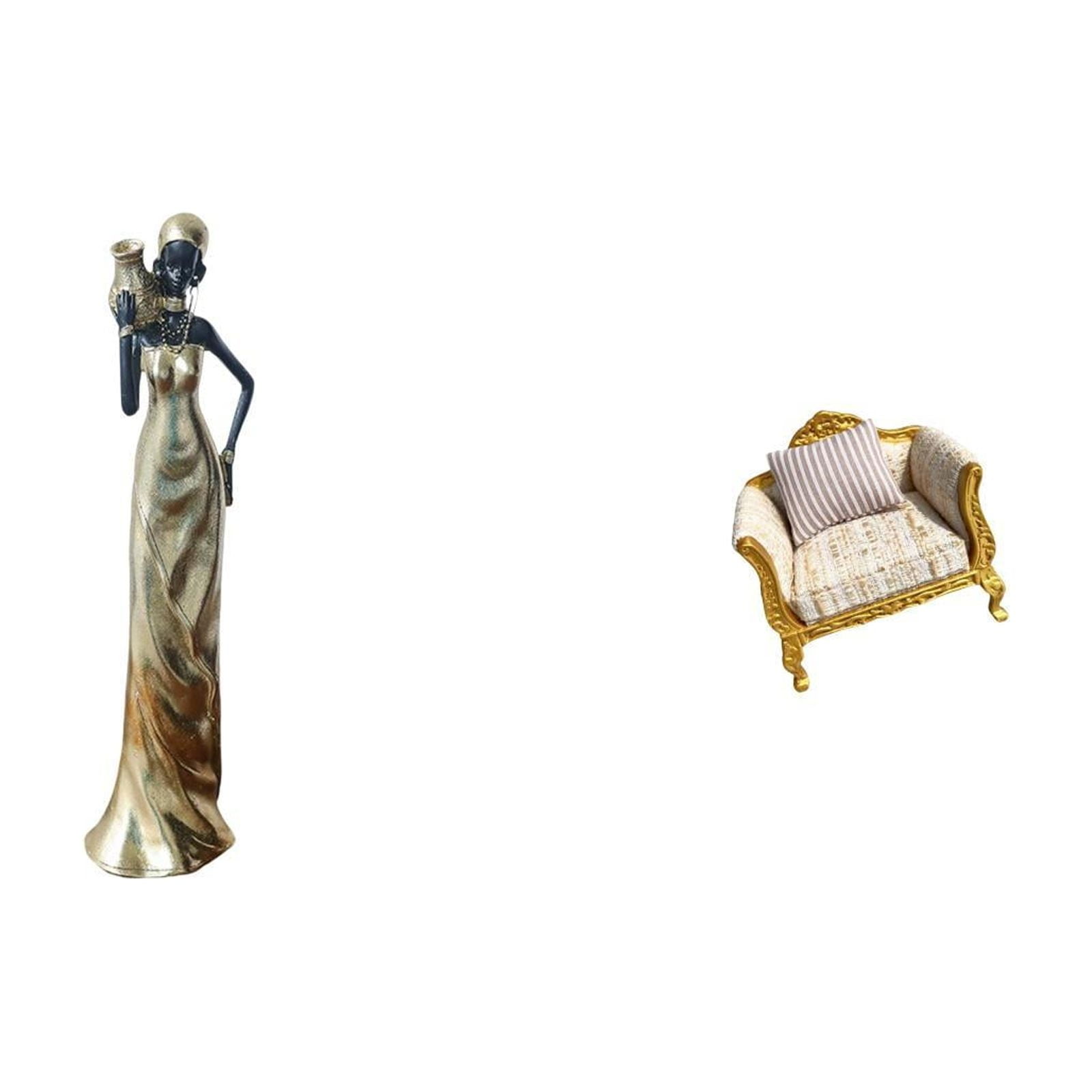 African Tribal Lady Statue Handmade Resin Figurine Wooden Sofa ...