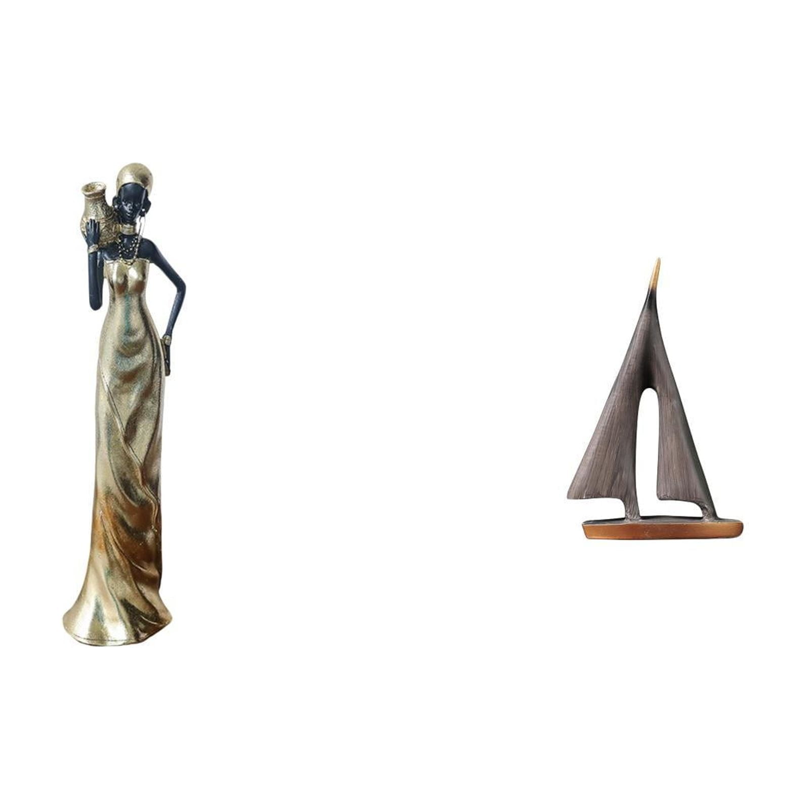 African Tribal Lady Statue Sailboat Model Resin Handcraft Art Piece for ...