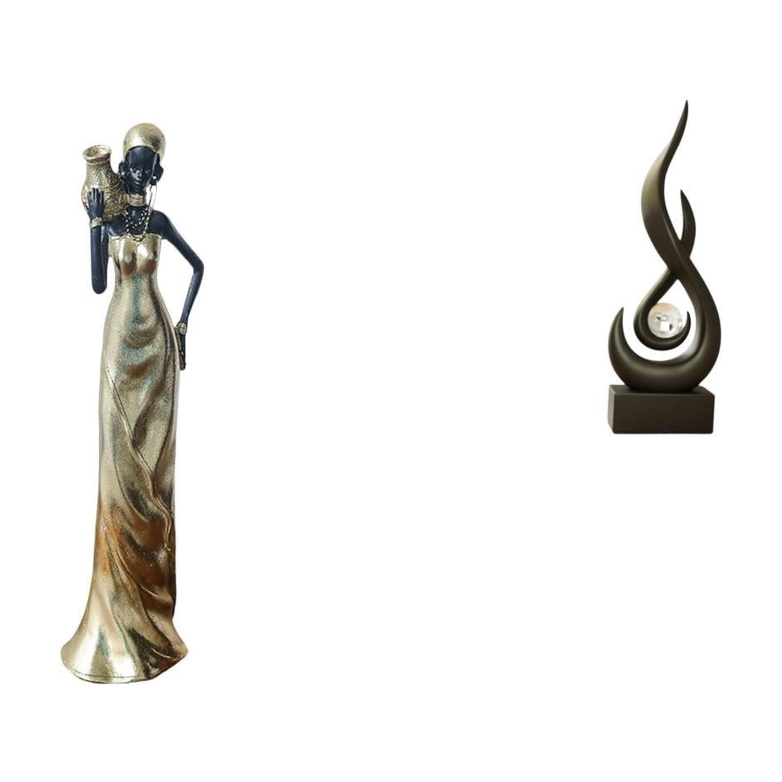 African Tribal Lady Statue Women Figurine Abstract Fire Sculpture Resin ...