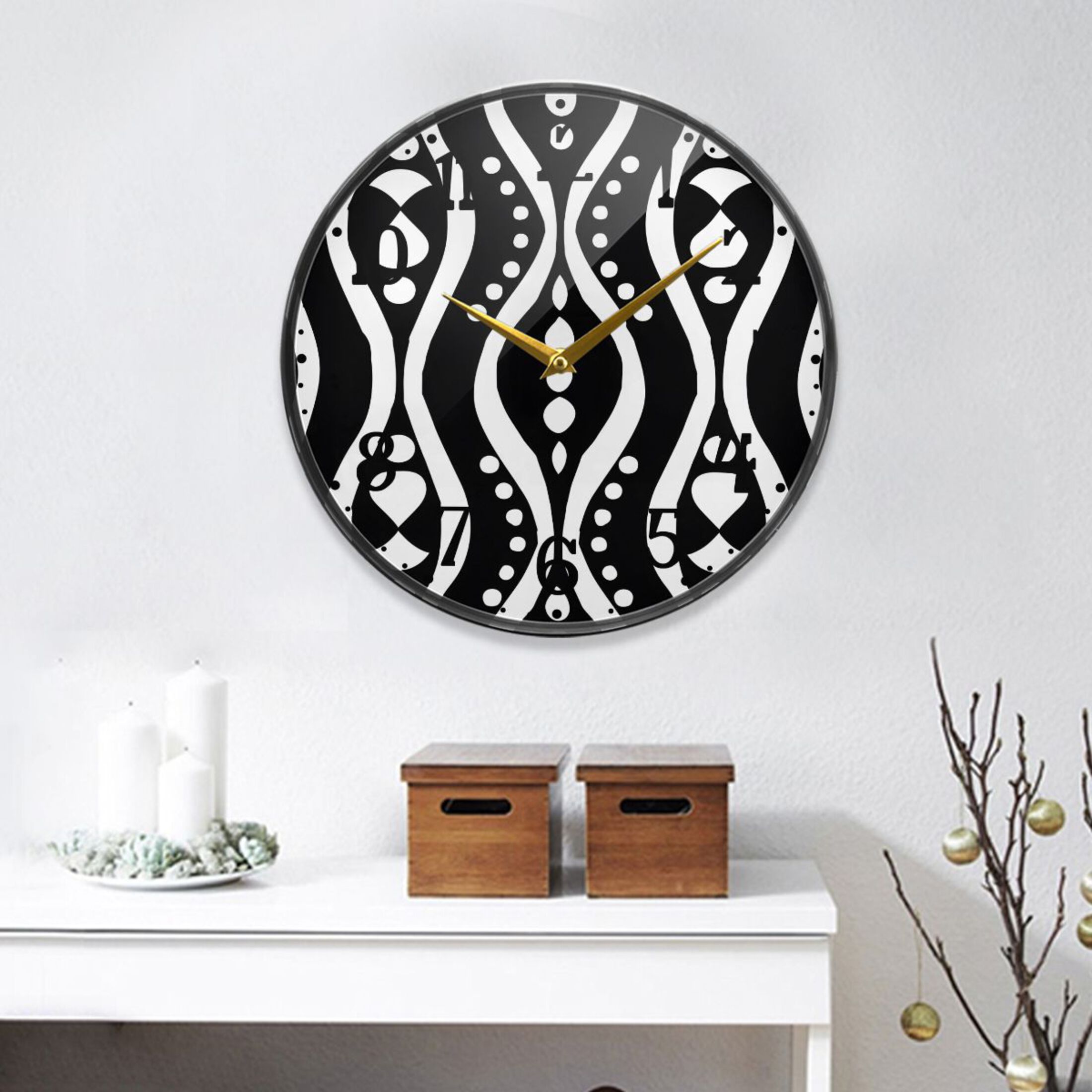 African Tribal Lines and Dots Round Wall Clock 9.5 Inch Non-Ticking ...