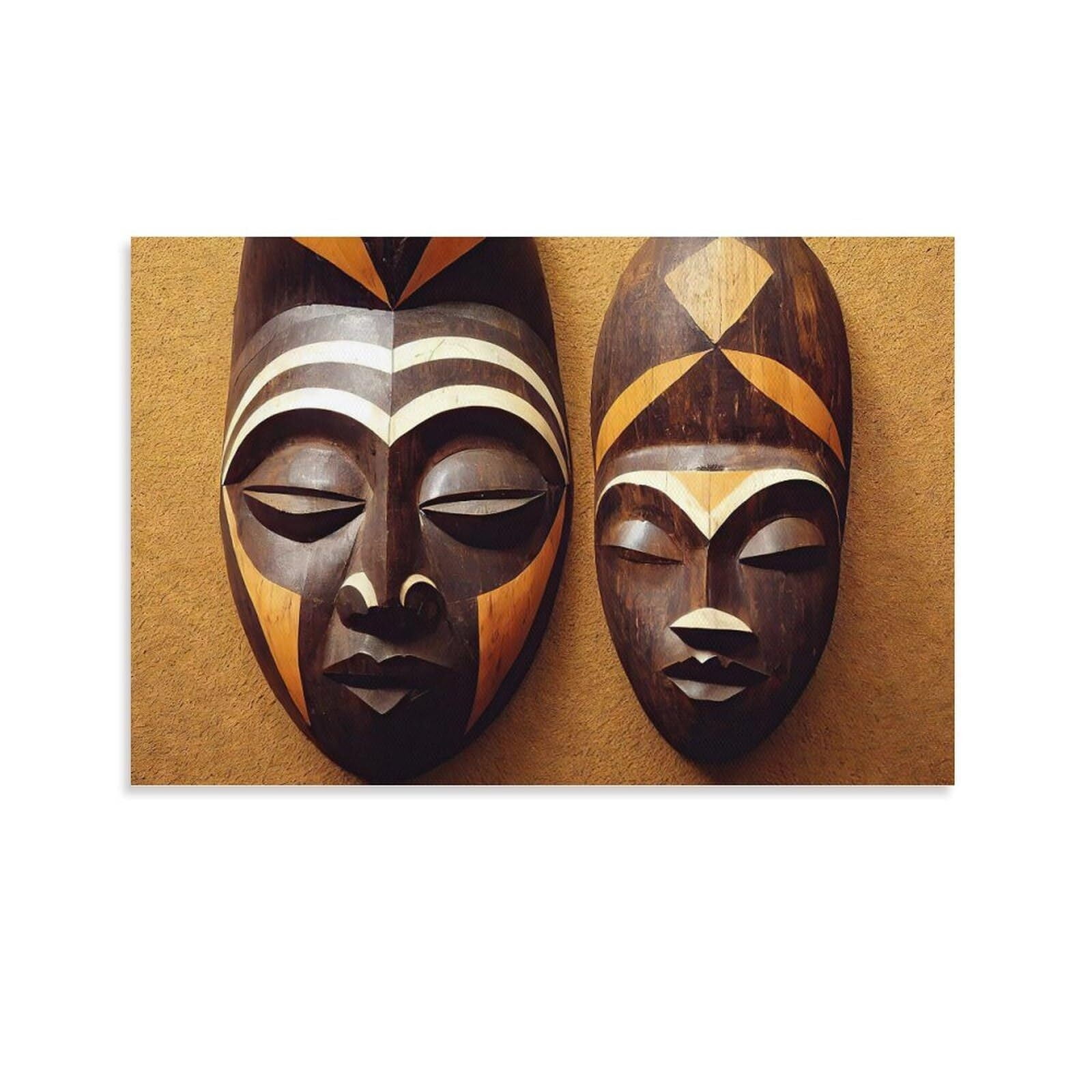 African Tribal Mask Art Deco - Brown Tiki Mask Poster - Home Wall ...