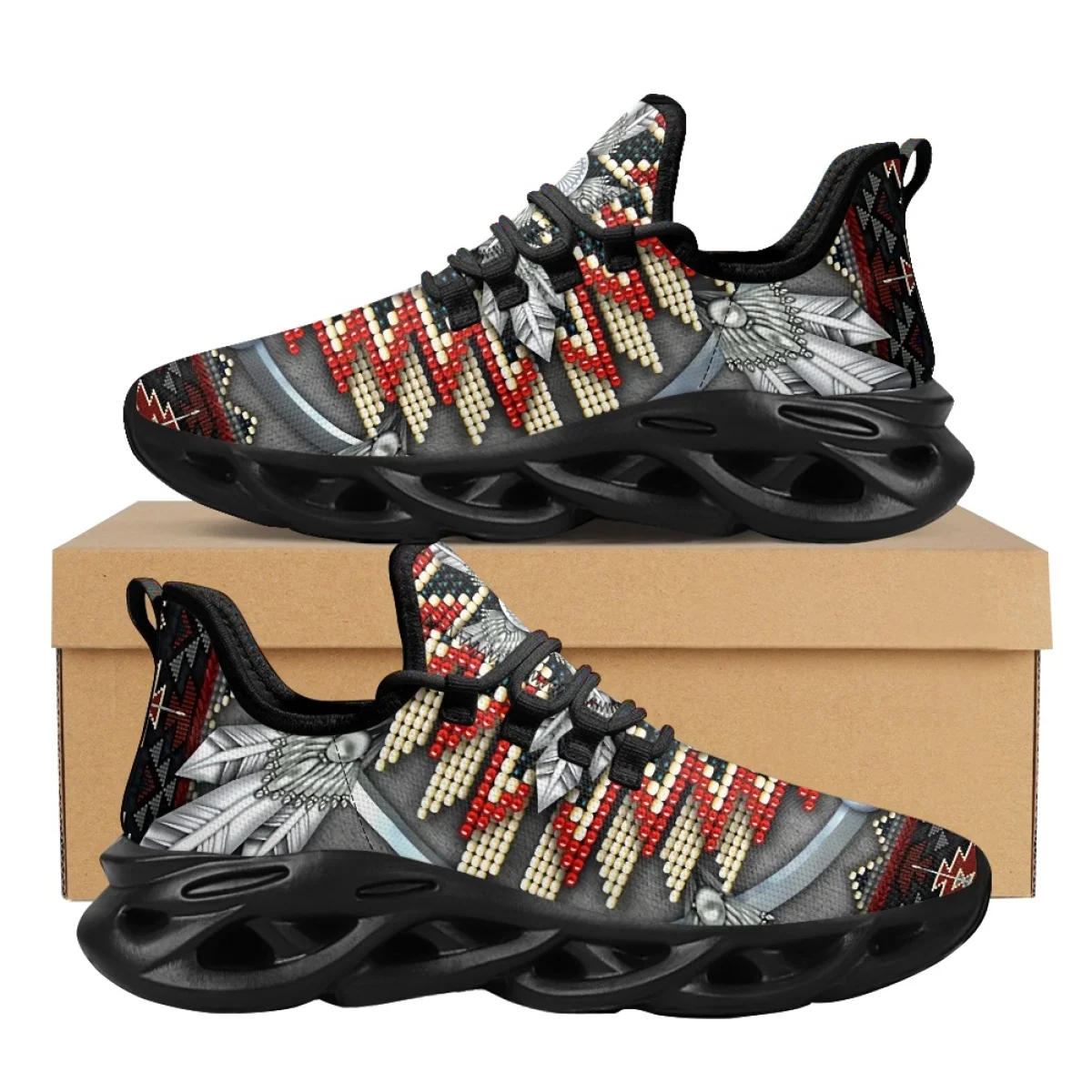 African Tribal Pattern Ladies Mesh Swing Sneakers Comfort Lace up ...