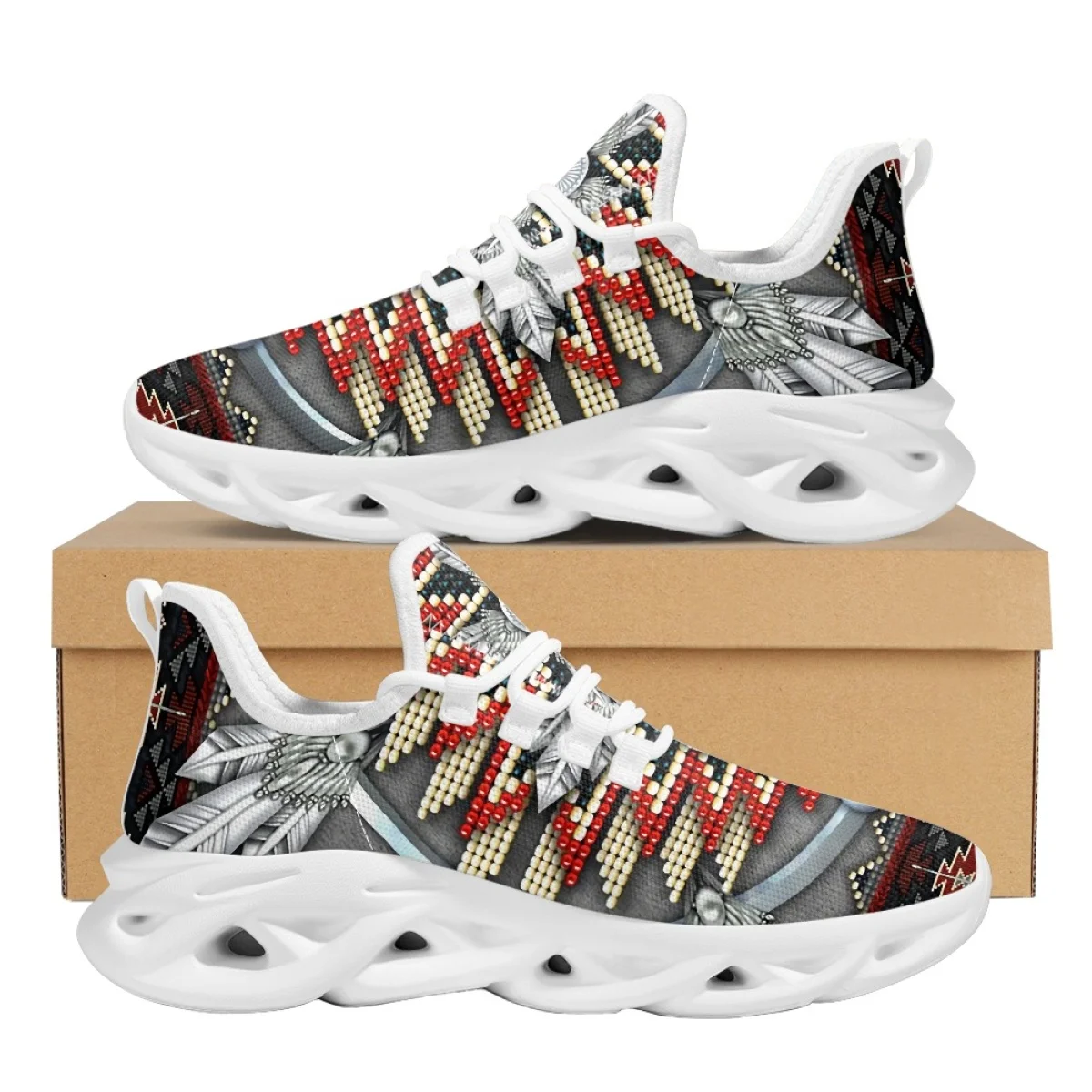 African Tribal Pattern Ladies Mesh Swing Sneakers Comfort Lace up ...