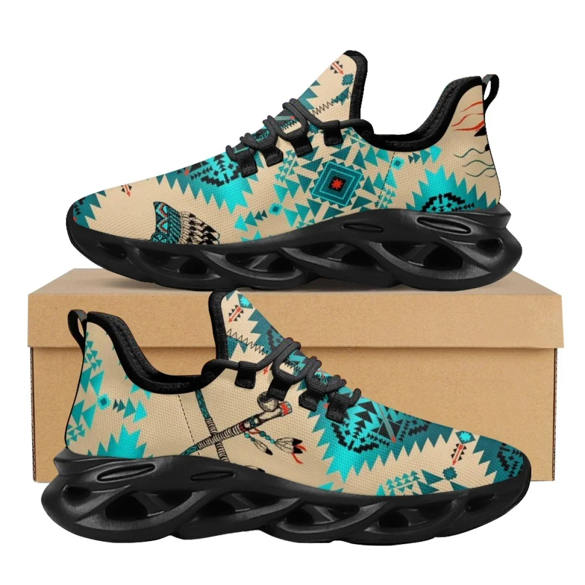 African Tribal Pattern Ladies Mesh Swing Sneakers Comfort Lace up ...