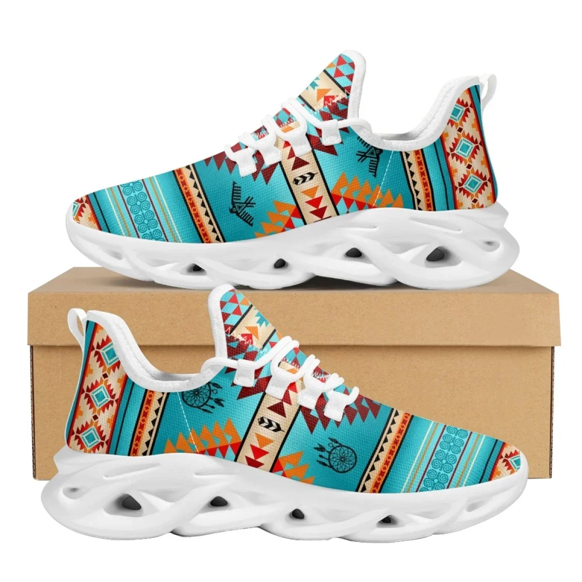 African Tribal Pattern Ladies Mesh Swing Sneakers Comfort Lace up ...