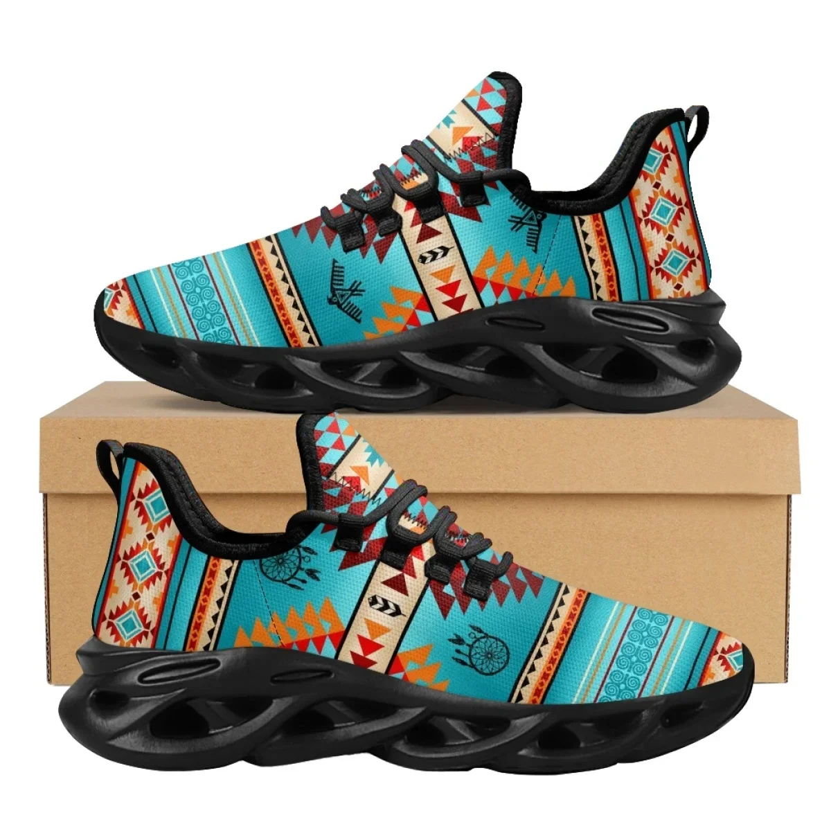 African Tribal Pattern Ladies Mesh Swing Sneakers Comfort Lace up ...