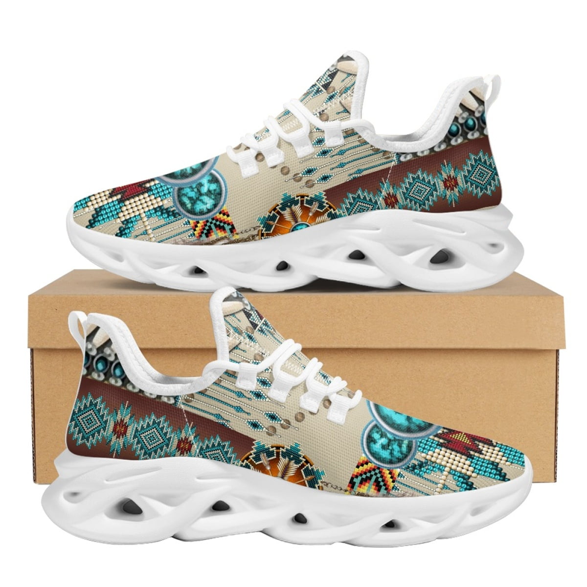 African Tribal Pattern Ladies Mesh Swing Sneakers Comfort Lace up ...