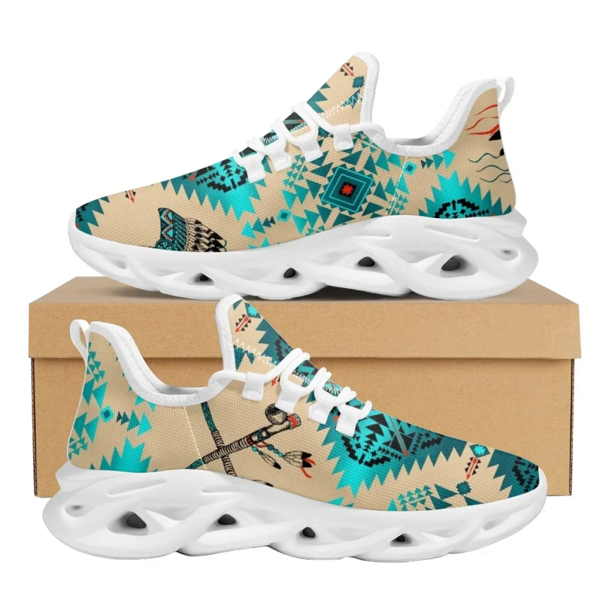 African Tribal Pattern Ladies Mesh Swing Sneakers Comfort Lace up ...