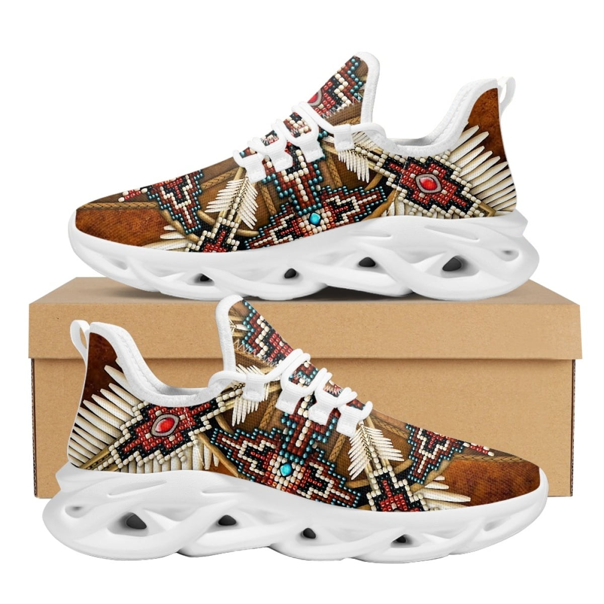 African Tribal Pattern Ladies Mesh Swing Sneakers Comfort Lace up ...