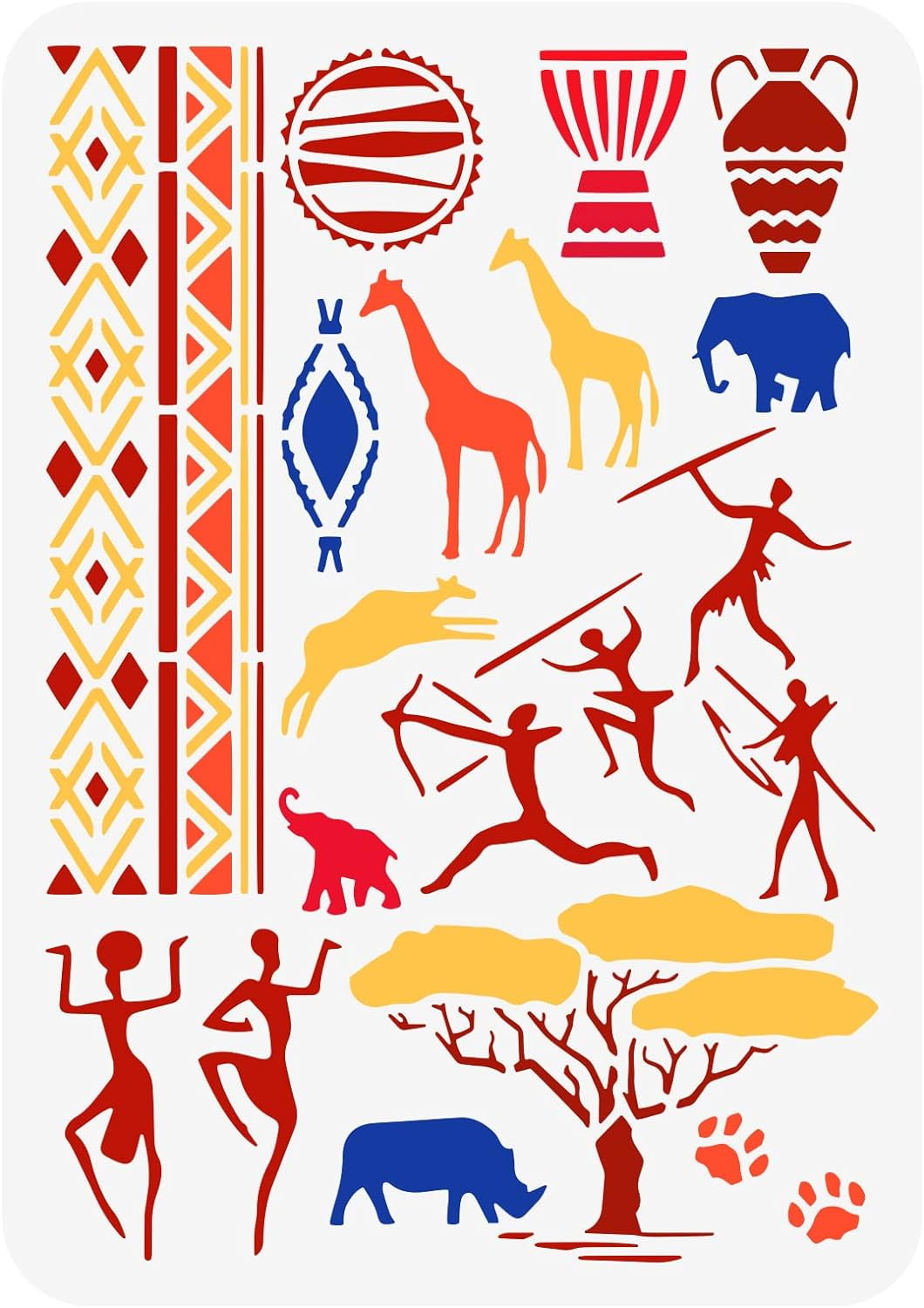 African Tribal Stencil 11.7x8.3 inch Aztec Borders Stencil Plastic ...