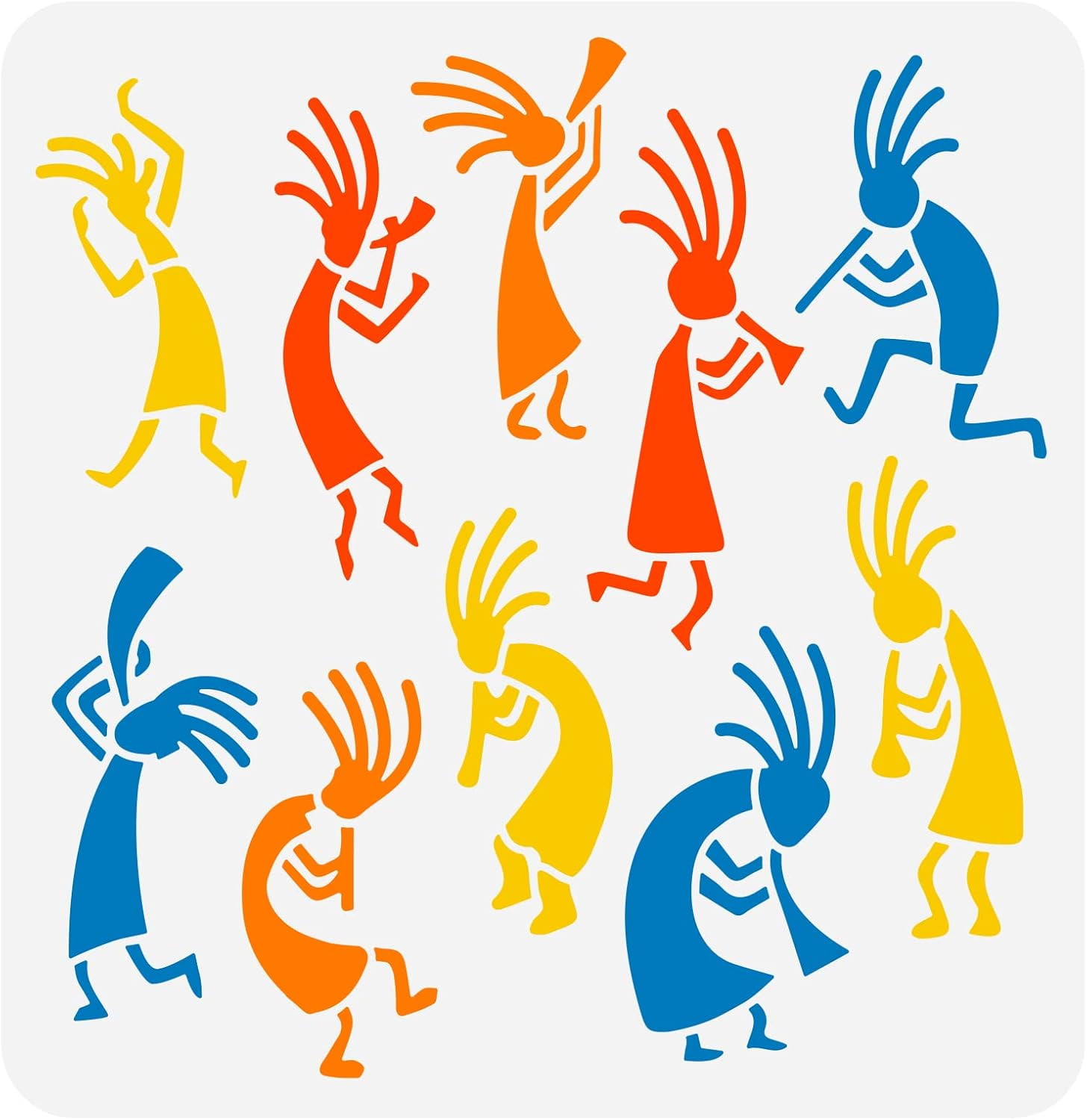 African Tribal Stencil 11.8x11.8 inch Kokopelli Drawing Painting ...