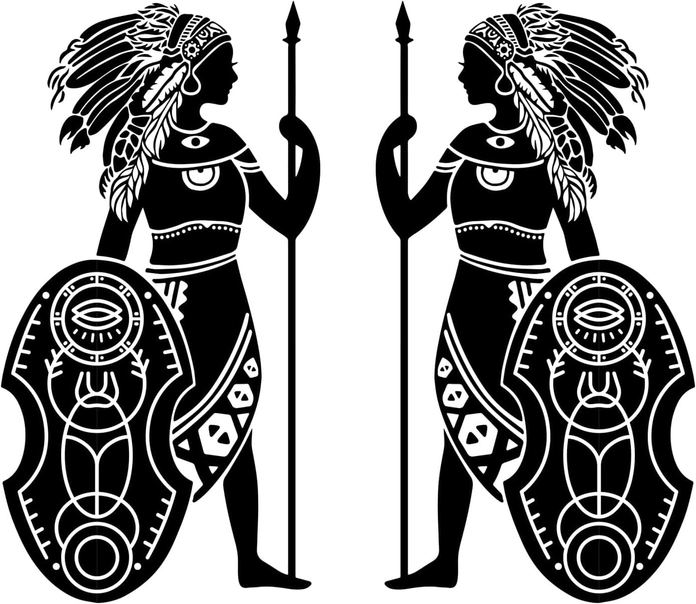 African Tribal Woman Guard Wall Stickers (2 Sheets) Modern Decals PVC ...