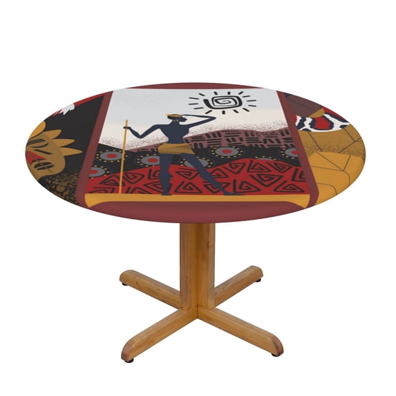 African Tribe Aborigine Tribal Fitted Round Tablecloth 90cm with ...