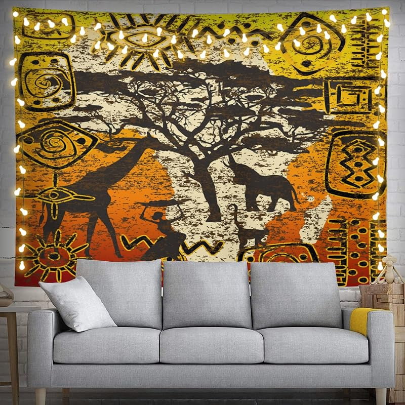 African Tribe Symbol Tapestry Africa Map Wall Hanging Party Decorations ...