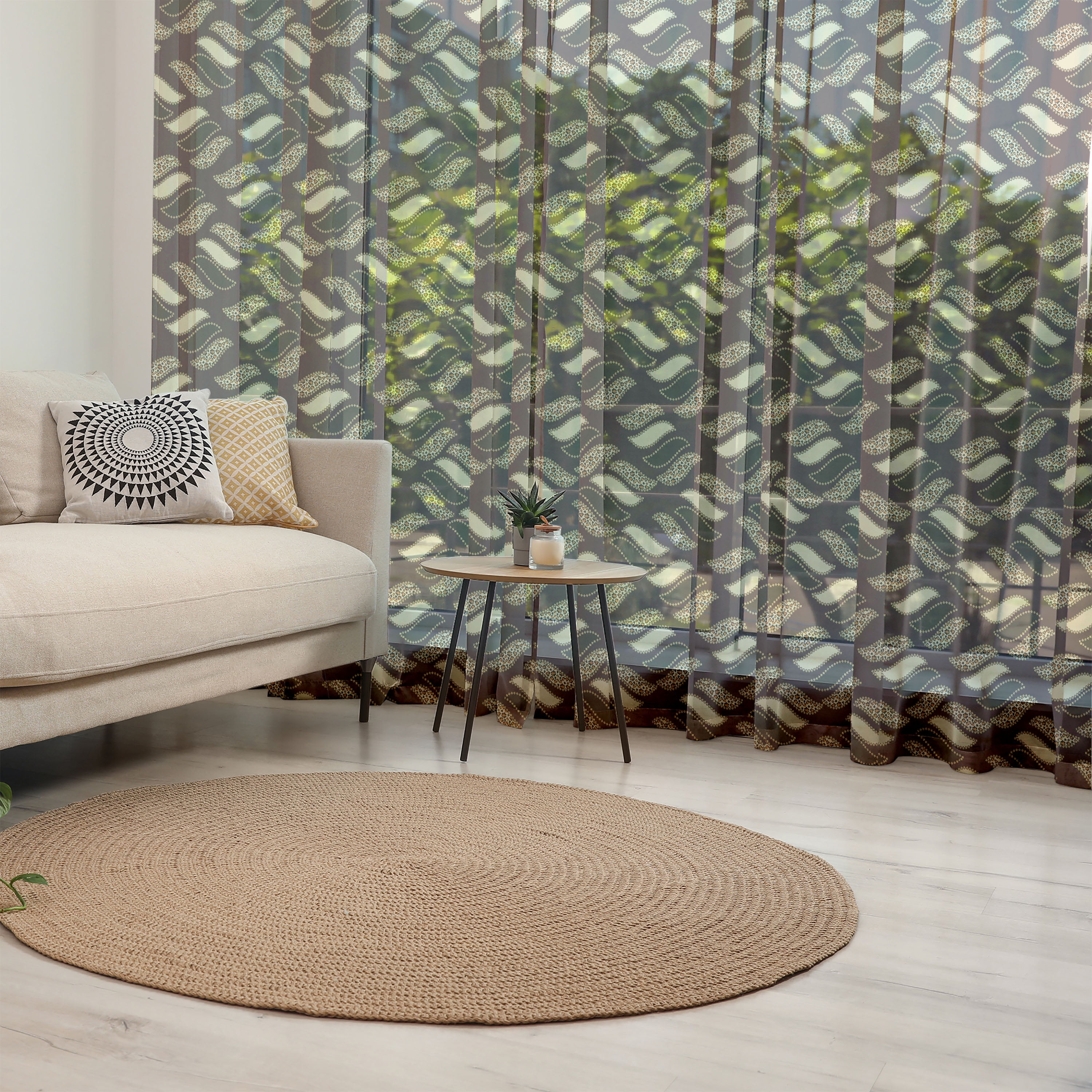 African Tulle Curtains with Rod Pocket, Indigenous Abstract Shapes ...