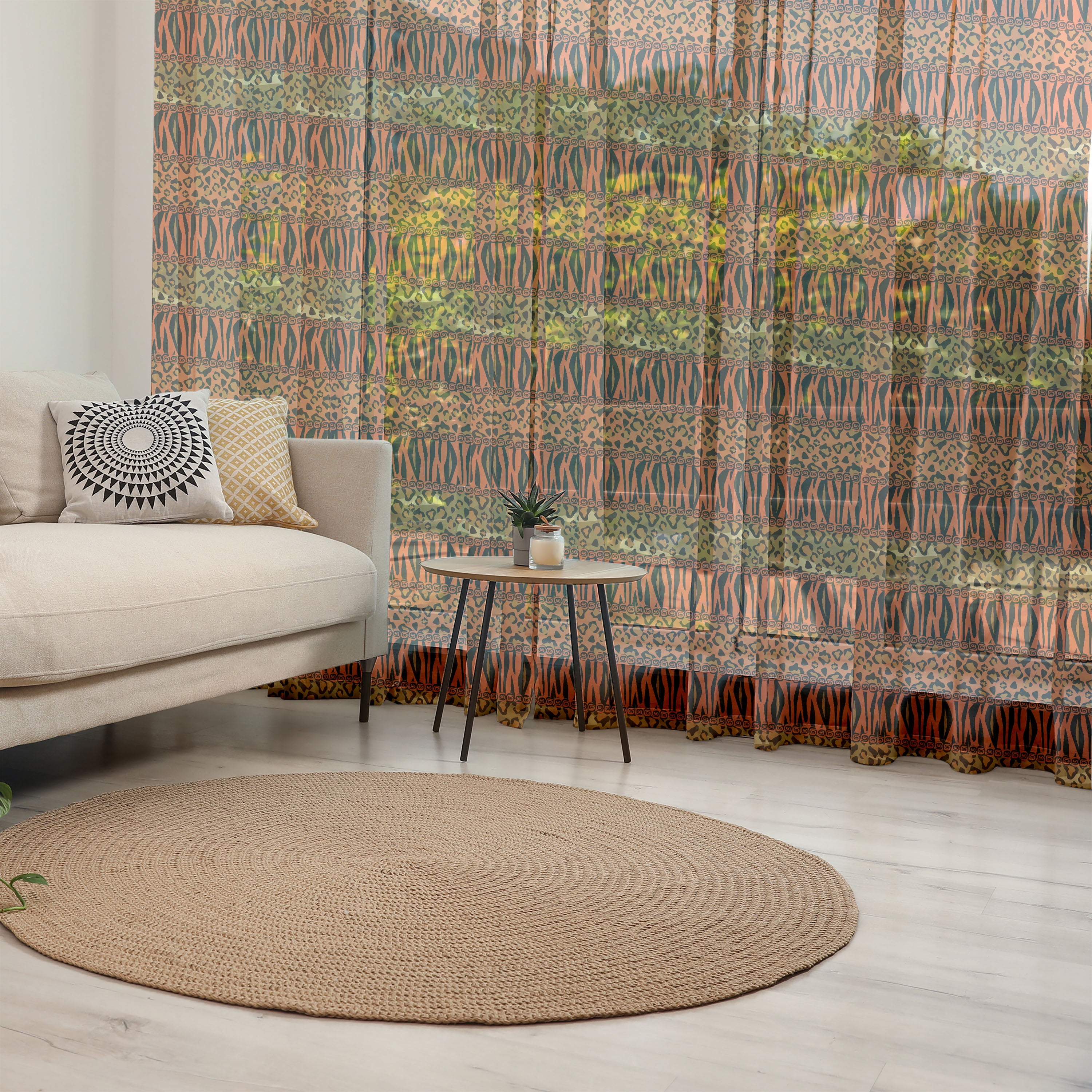 African Tulle Curtains with Rod Pocket, Leopard and Cheetah Skin ...
