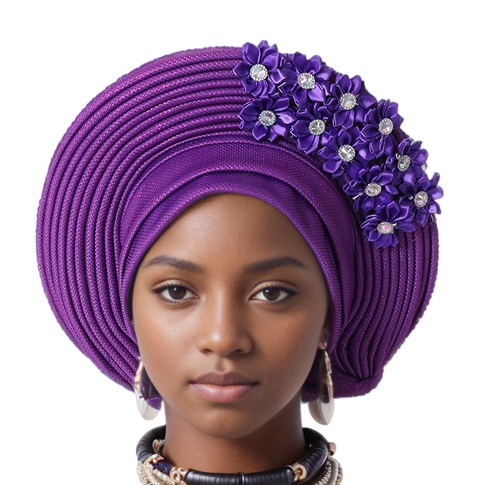 African Turban Lifter Volumn Hijab Hat Flower Turban Headwrap for ...