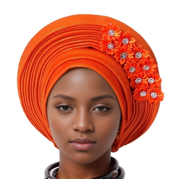 African Turban Volumiser Hat Female Traditional Wedding Headwrap Flower ...