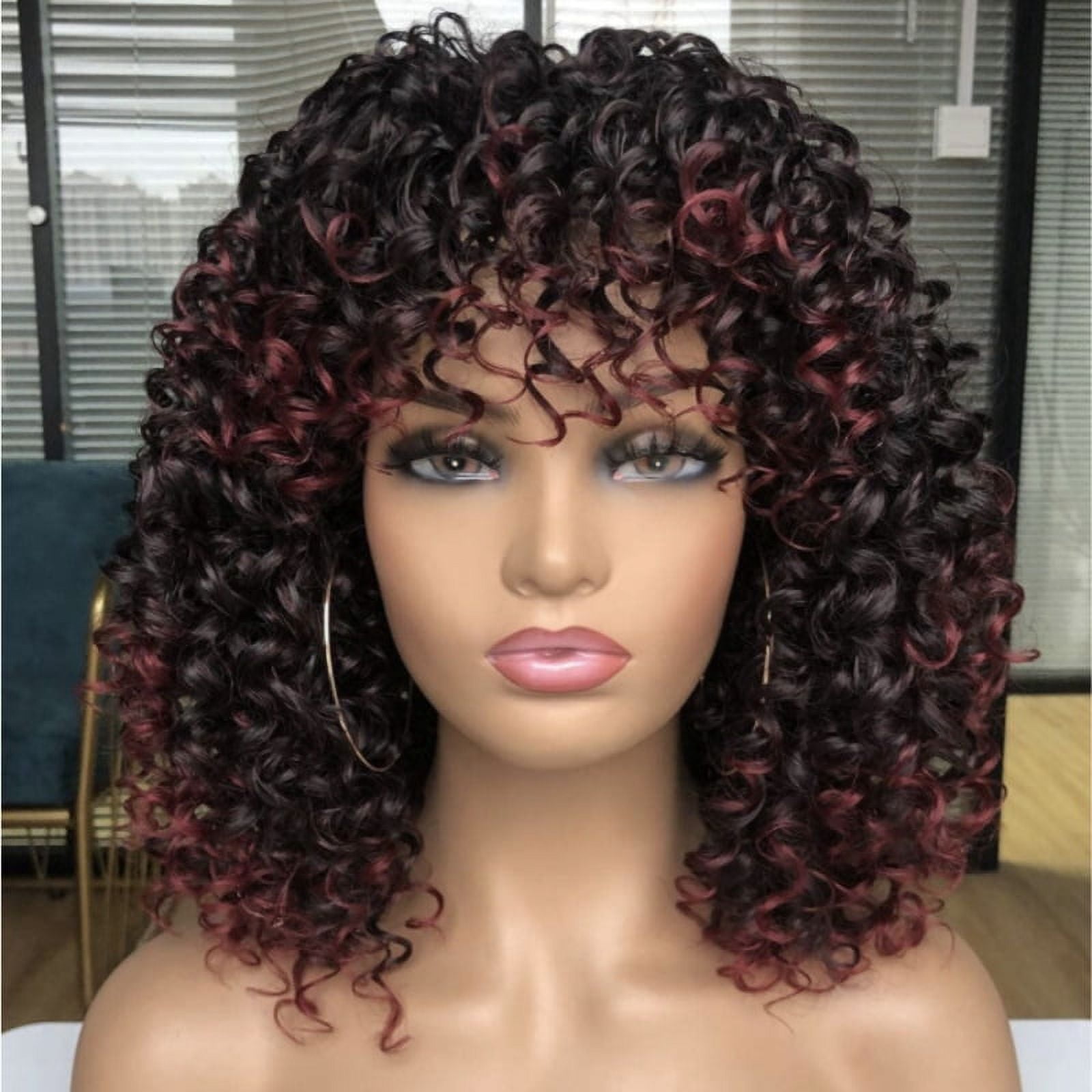 African Wavelet Hair Peruvian Curly Human Hair Wig Adjustable Curly ...