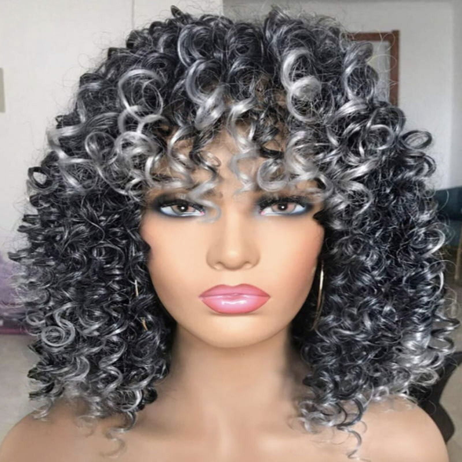 African Wavelet Hair Peruvian Curly Human Hair Wig Adjustable Curly ...