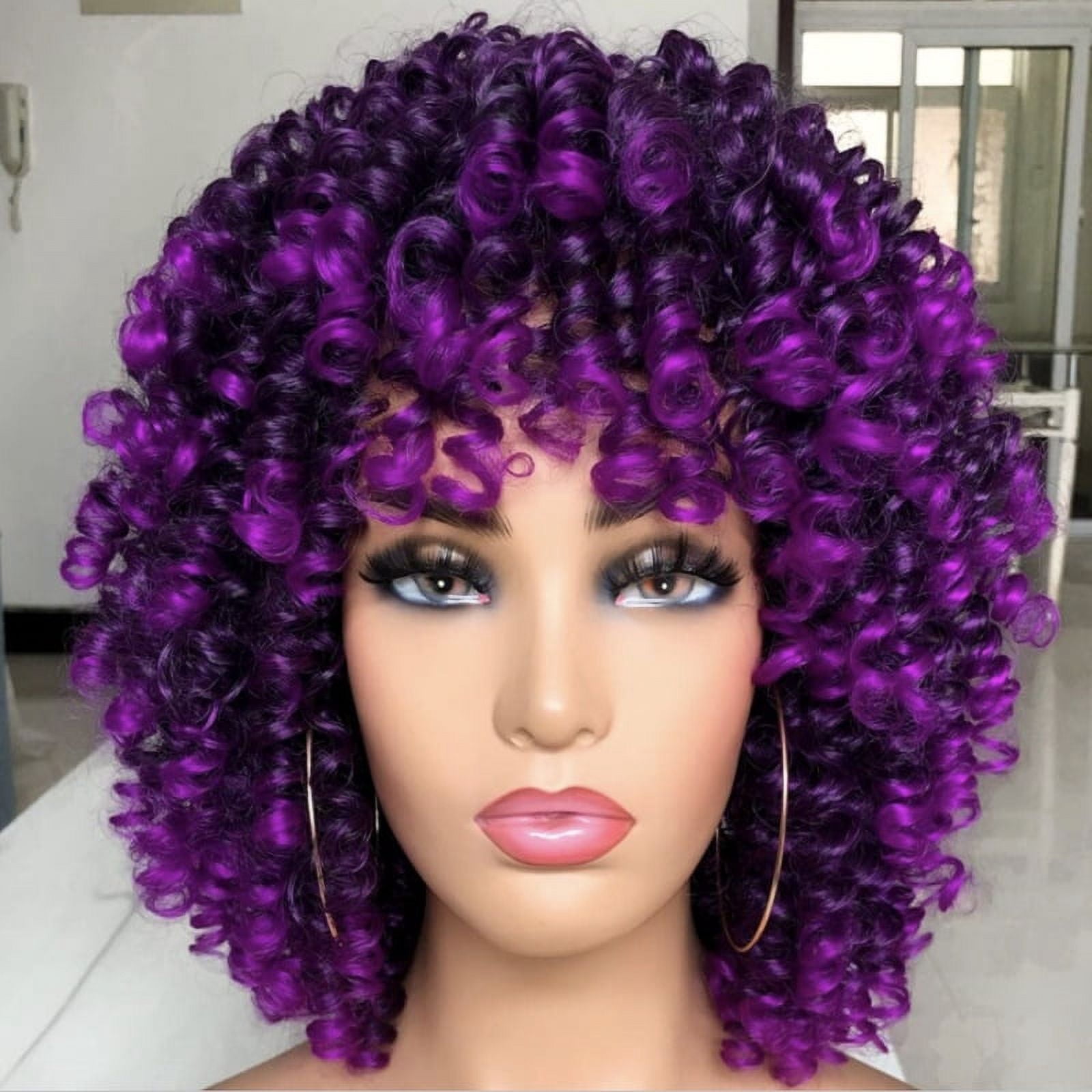 African Wavelet Hair Peruvian Curly Human Hair Wig Adjustable Curly ...
