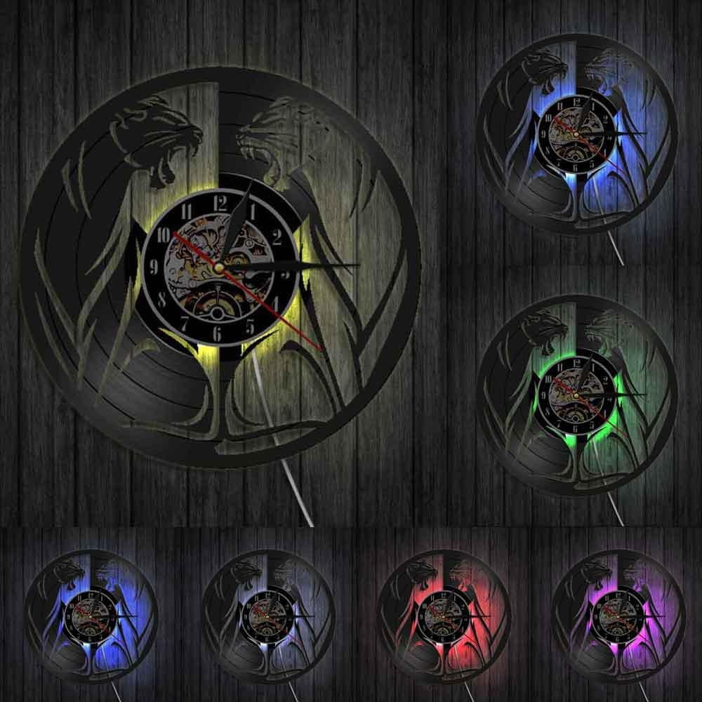 African Wildlife Animal Beast Black Panther Wall Art Wall Clock Jungle ...