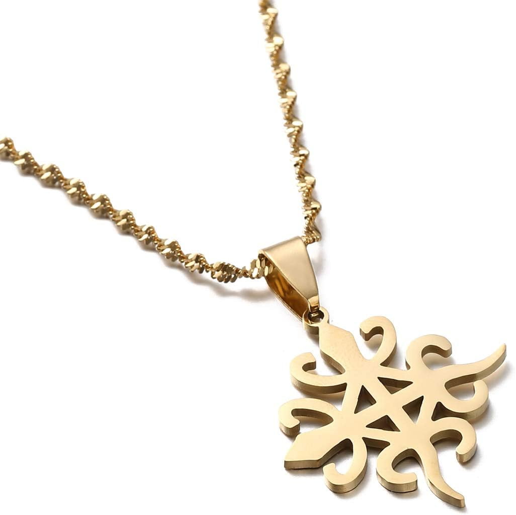 African Wisdom Adinkra Symbols Meanings Pendant Necklace Stainless ...