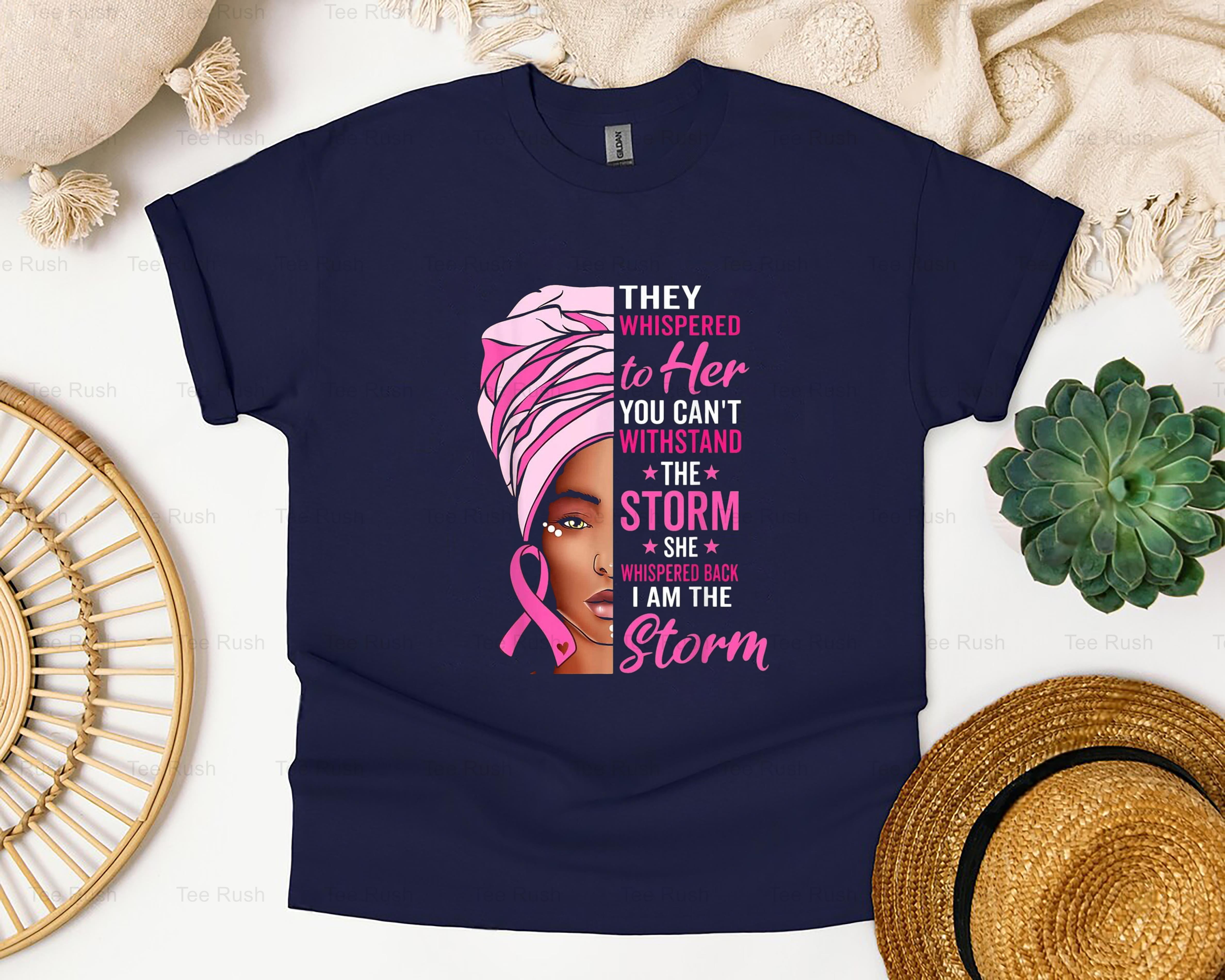 African Woman Afro I Am Storm Breast Cancer Pink Ribbon, Survivor Tee, SW, Hoodie Unisex, up to ...