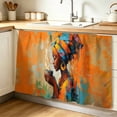 African Woman Cabinet Curtain 28"W x 51"L, Black Girls Boho Vintage Oil ...