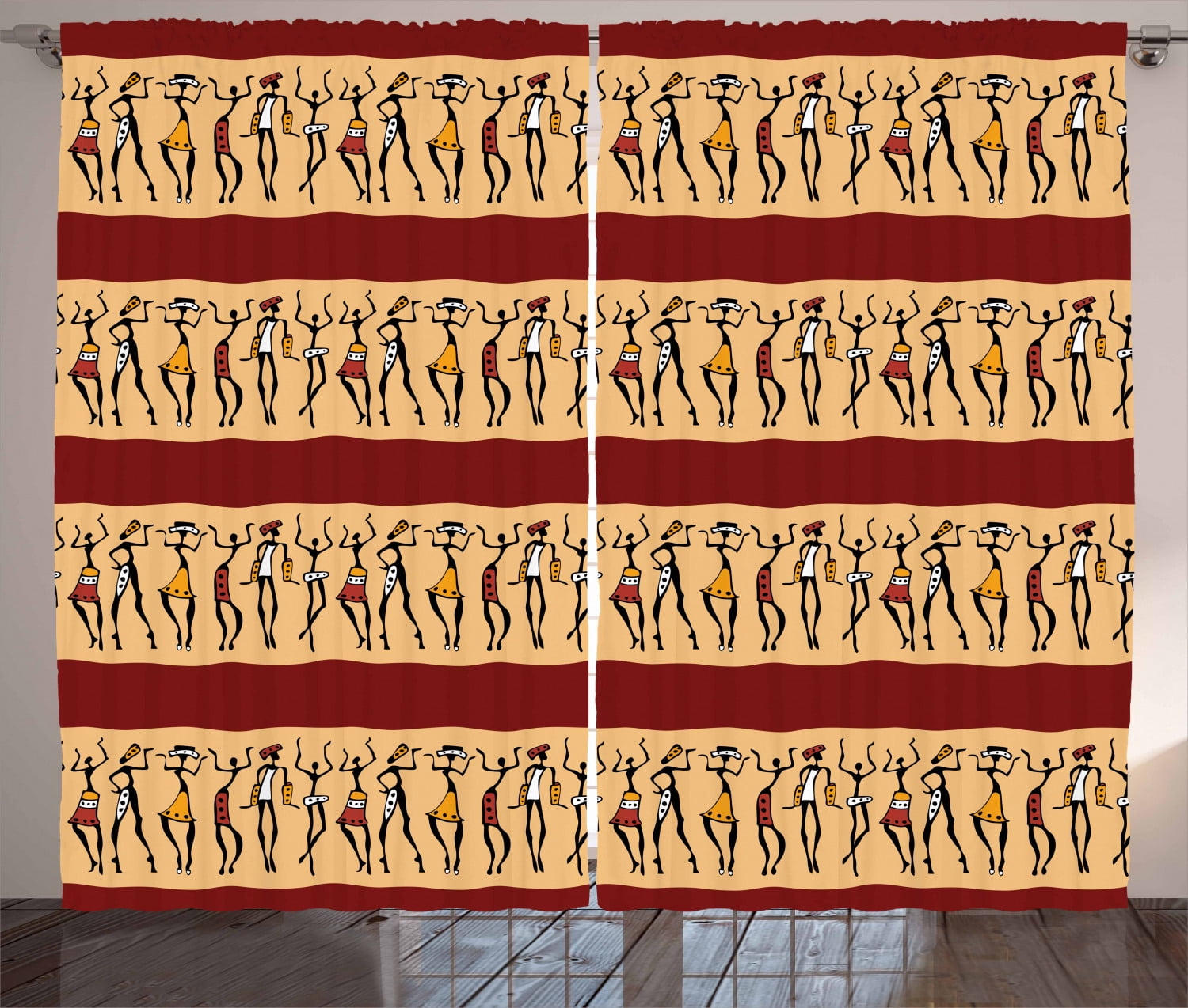Ambesonne African Curtains 2 Panel Set, Native Culture, 108" x 90 ...