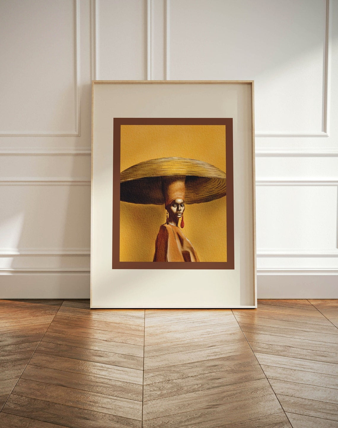 African Woman Ethnic Portrait Yellow Home Wall Decoration Unframed ...