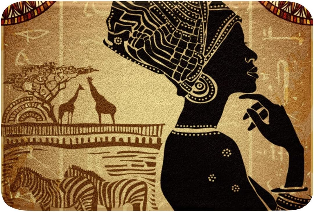 African Woman Floor Mat African Woman Themed Non Slip Bath Mat African ...