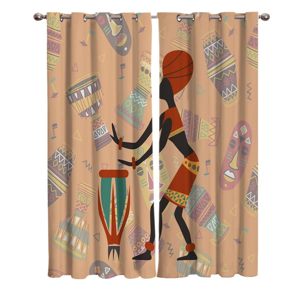 African Woman Giraffe Window Curtains Living Room Kitchen Curtains for ...