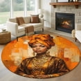 African Woman with Gold Jewelry 8FT Round Area Rugs for Living Room ...