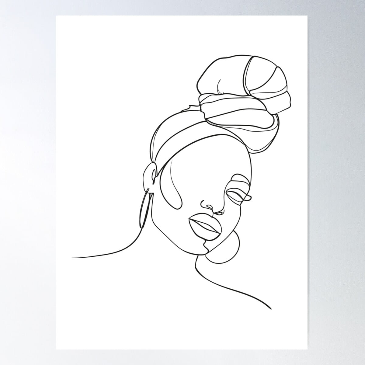 African Woman Line Art Drawing Poster Wall Art, Modern Wall Decor For ...