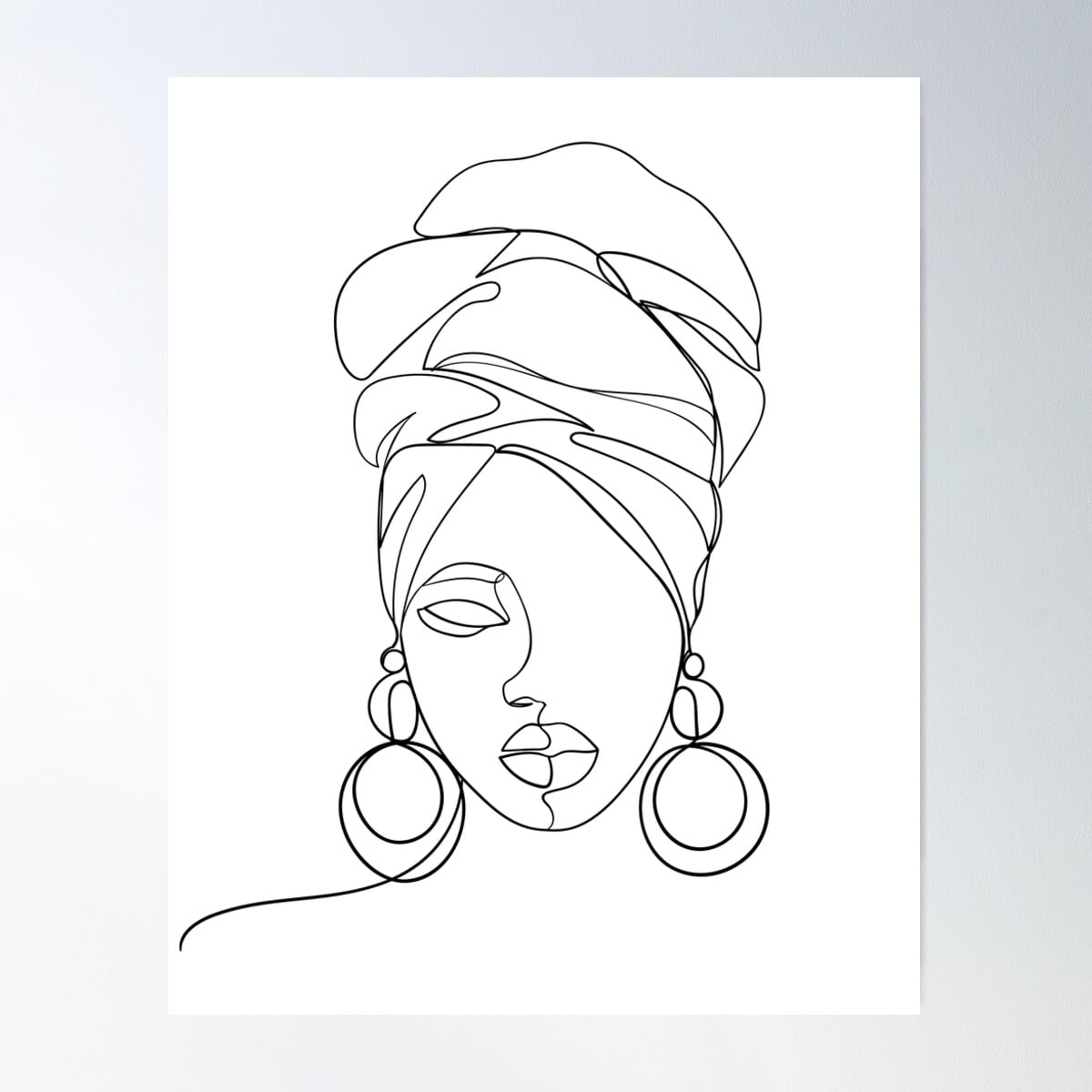 African Woman Line Art Drawing Poster Wall Art, Modern Wall Decor For ...