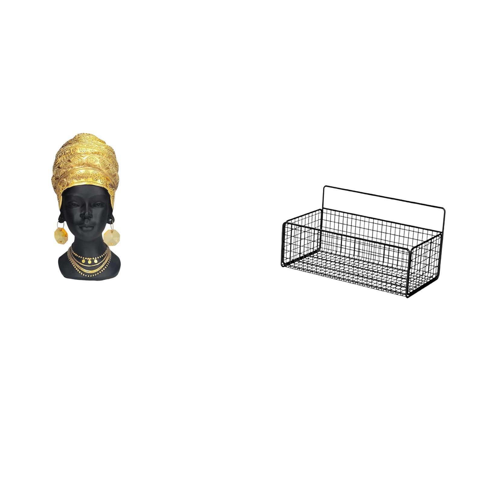 African Woman Statue Storage Basket Ornament Resin Material for Home ...