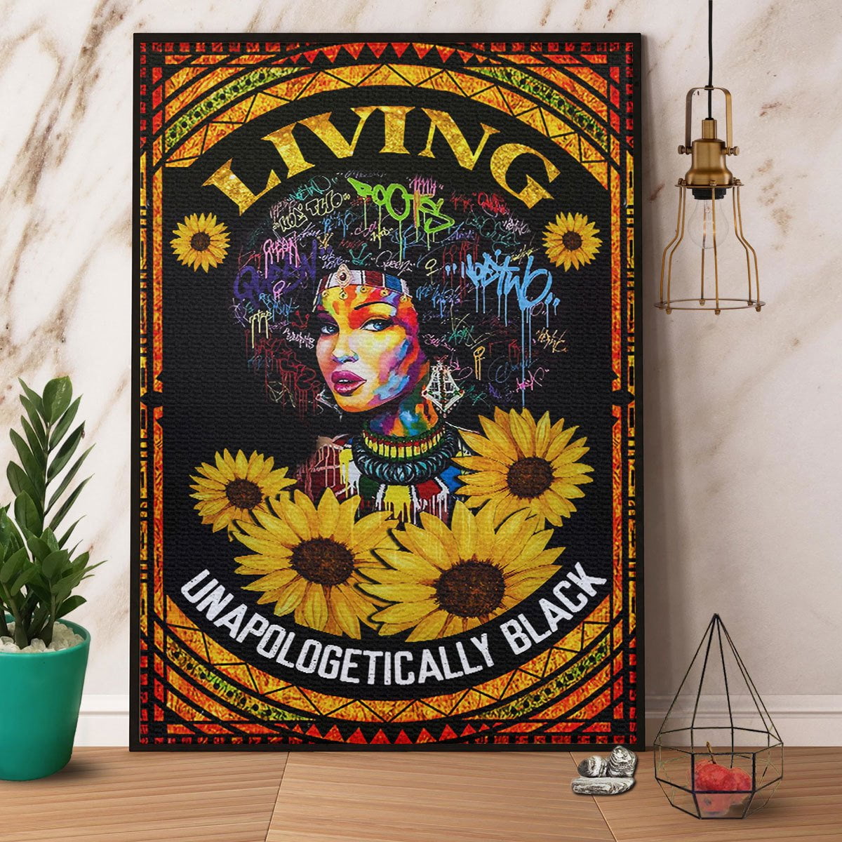 African Woman Sunflower Living Unapologetically Black Paper Poster No Frame Matte Wall Art Decor ...