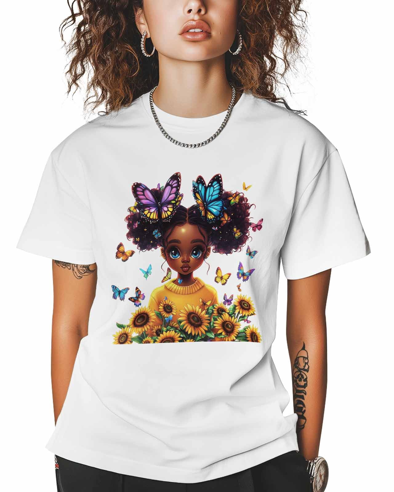 African Woman T Shirts for Women Short Sleeve Cotton Crewneck T-Shirt ...
