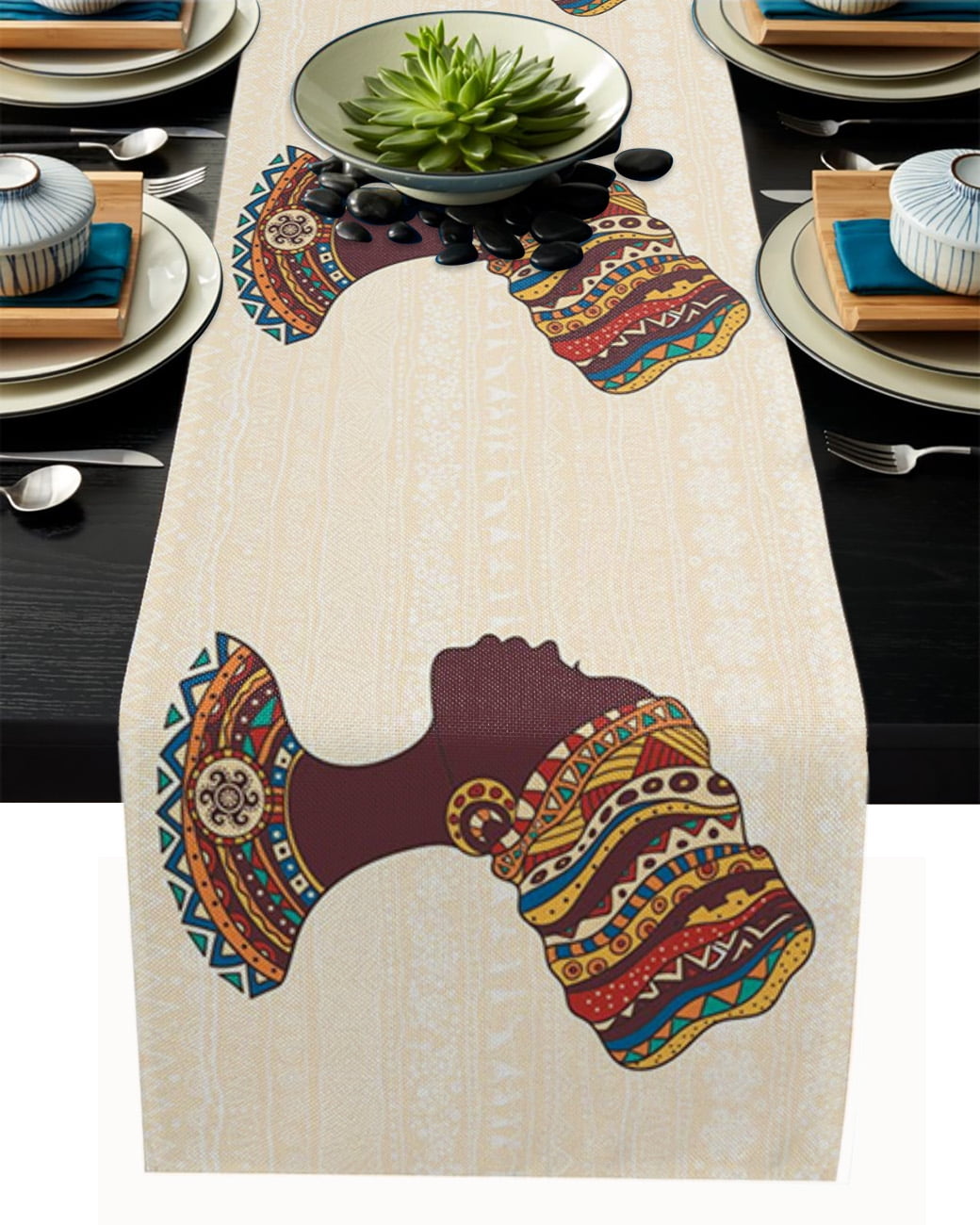 African Woman Totem Table Runner for Dining Table Wedding ration ...
