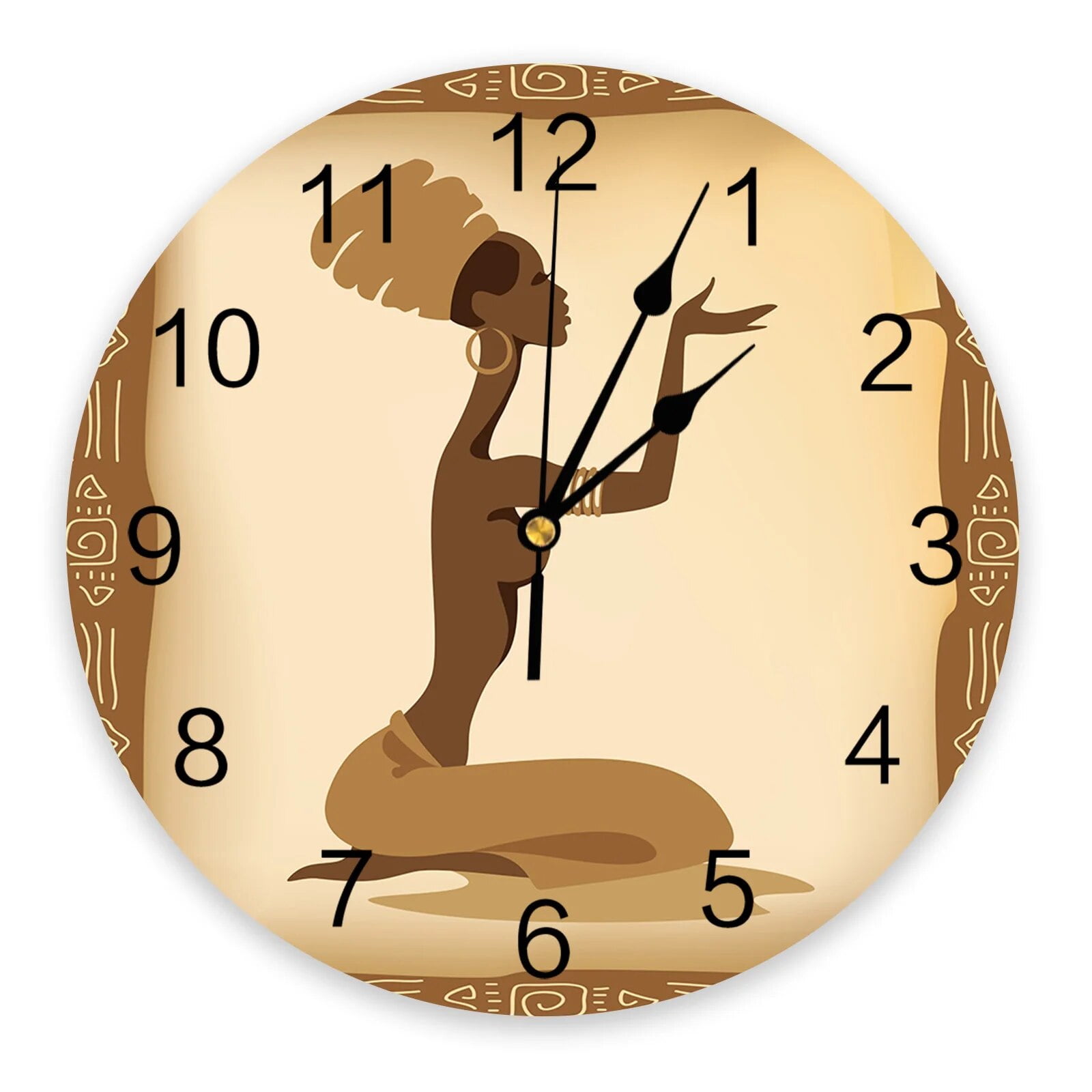 African Woman Totem Wall Clock Modern Design Living Room Decoration ...