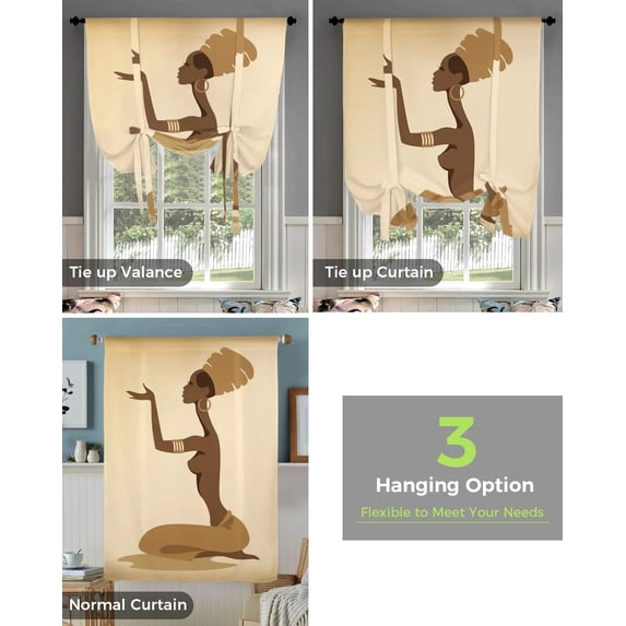 African Woman Totem Window Curtain for Living Room Bedroom Balcony Cafe ...