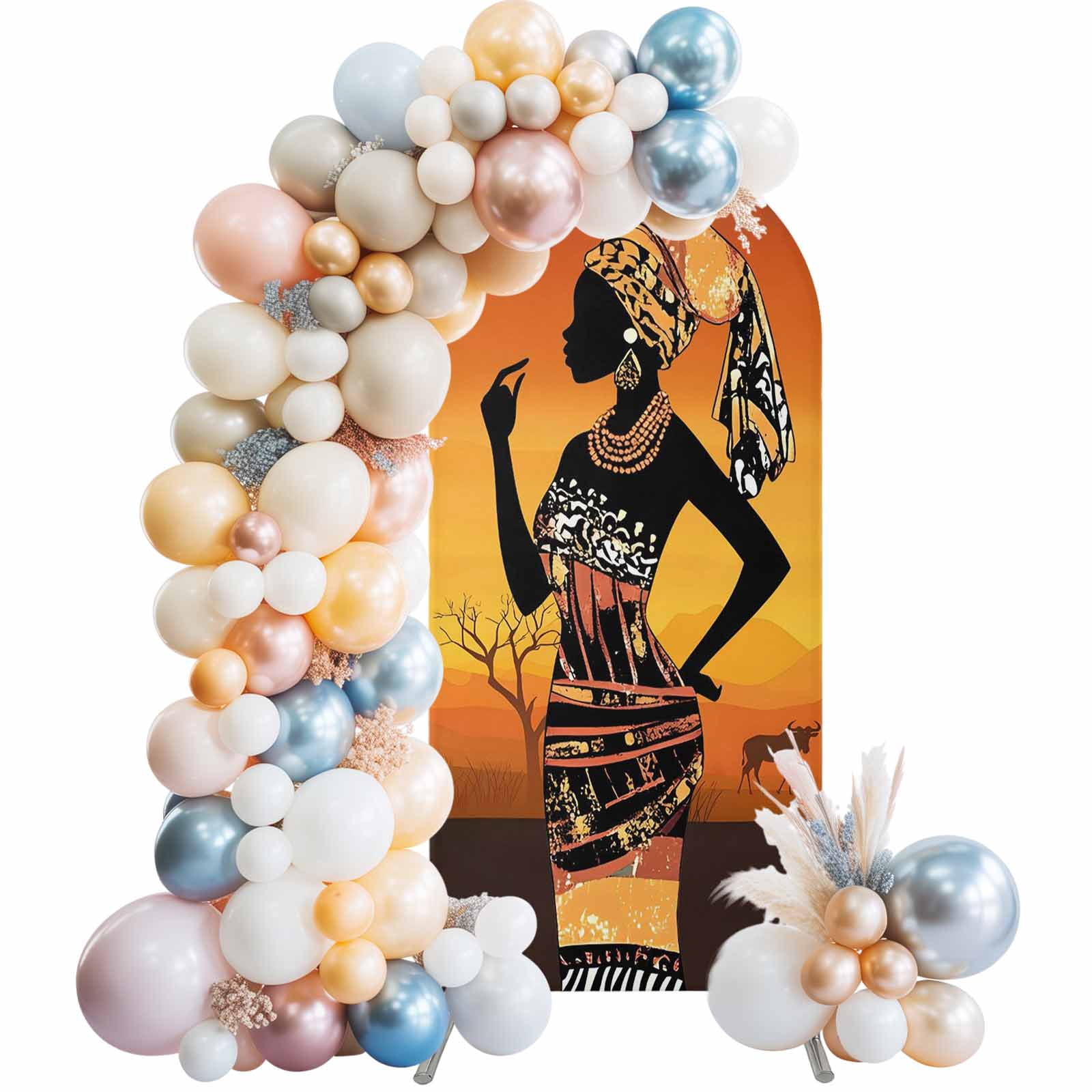 African Women Arch Backdrop Cover 7.2 FT Tribe Ethnic Style Stretchy ...