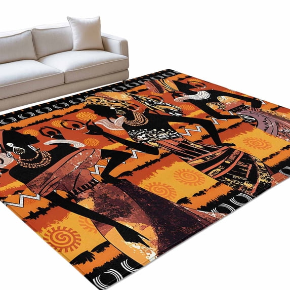 African Women Area Rug, Tribe Ethnic Style Non-Slip Felt Rubber Backing ...