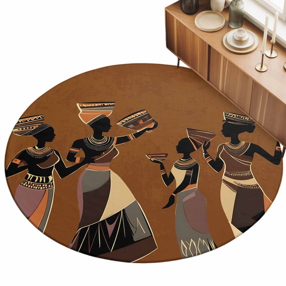 African Women Area Rug, Tribe Ethnic Style Non-Slip Felt Rubber Backing ...