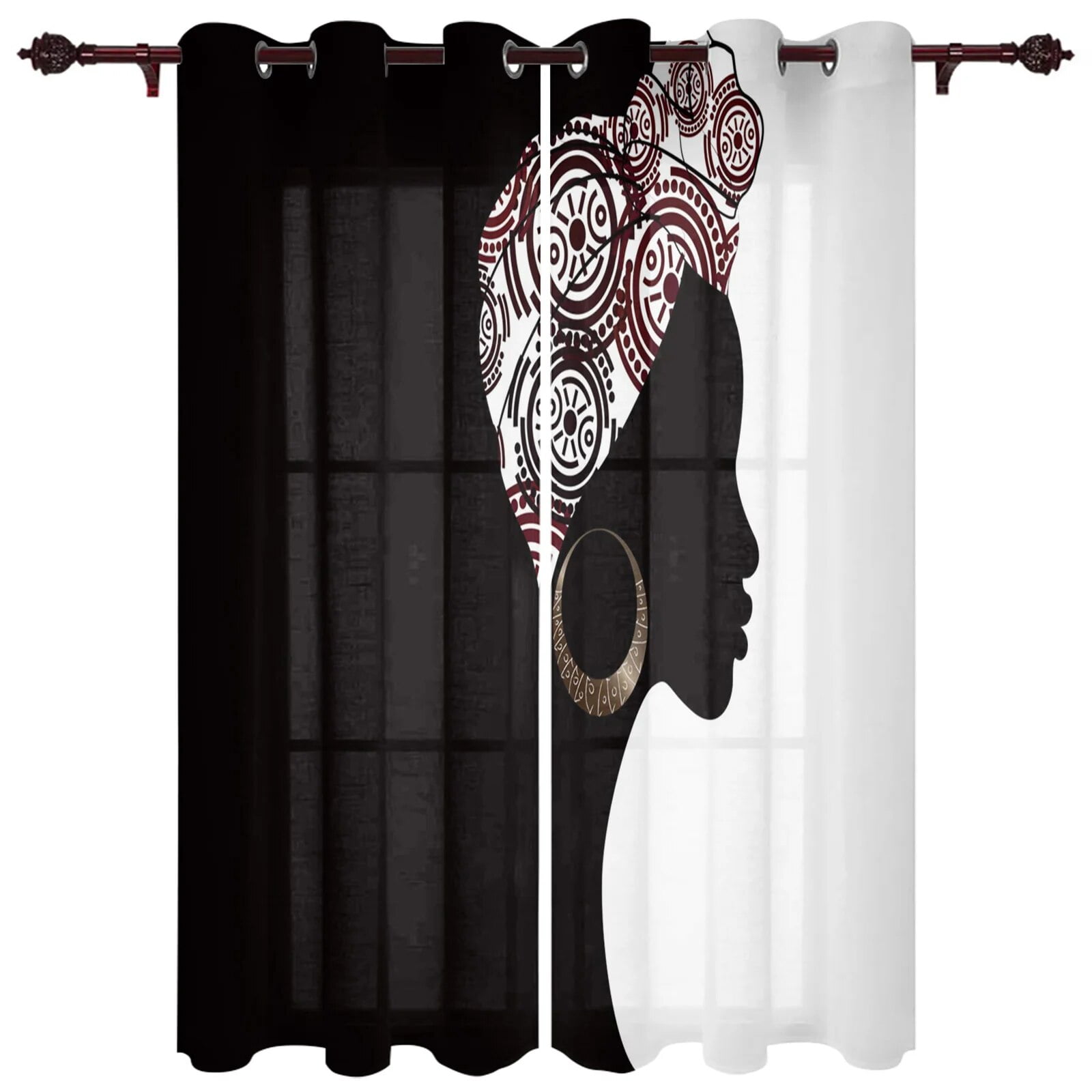 African Women Art Dancing Window Curtains Printed Window for for Living ...